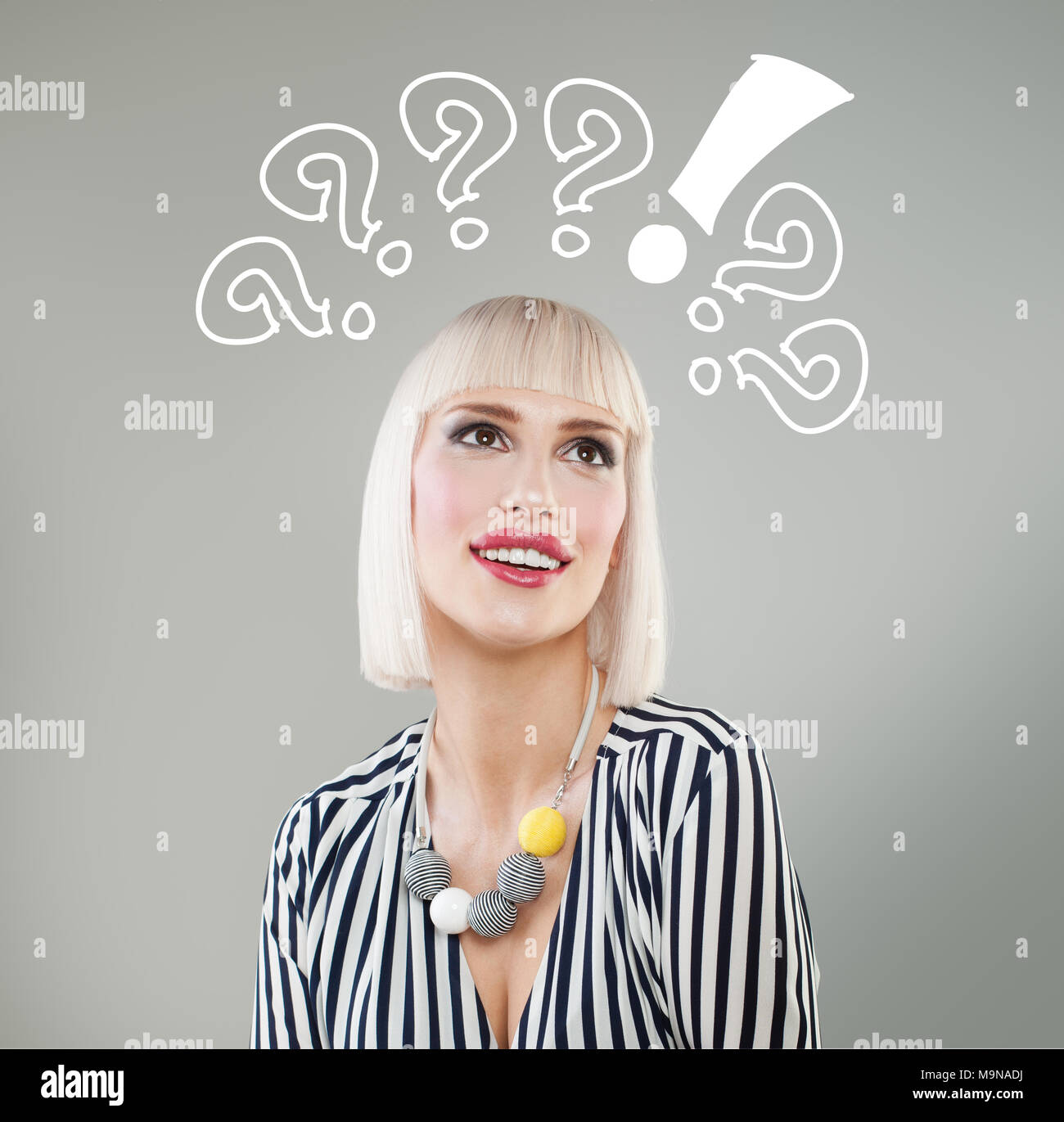 Woman question mark head hi-res stock photography and images - Alamy