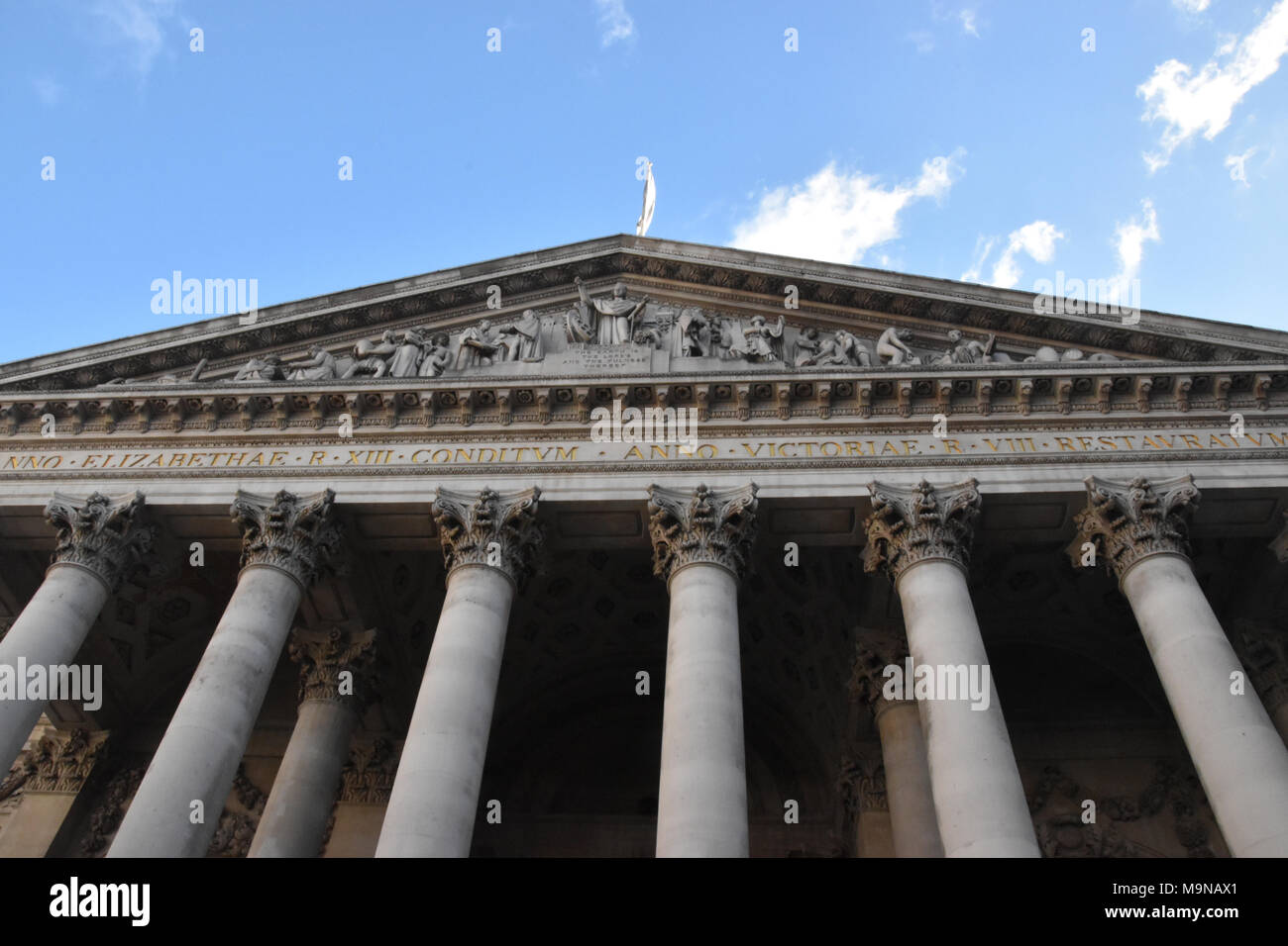 Front Facade of the Royal Exchange in the City of London. The current ...