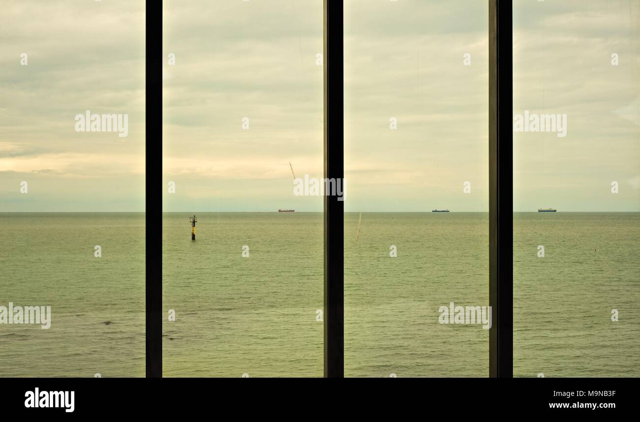 Margate looking out to sea through the windows of the Turner gallery ...