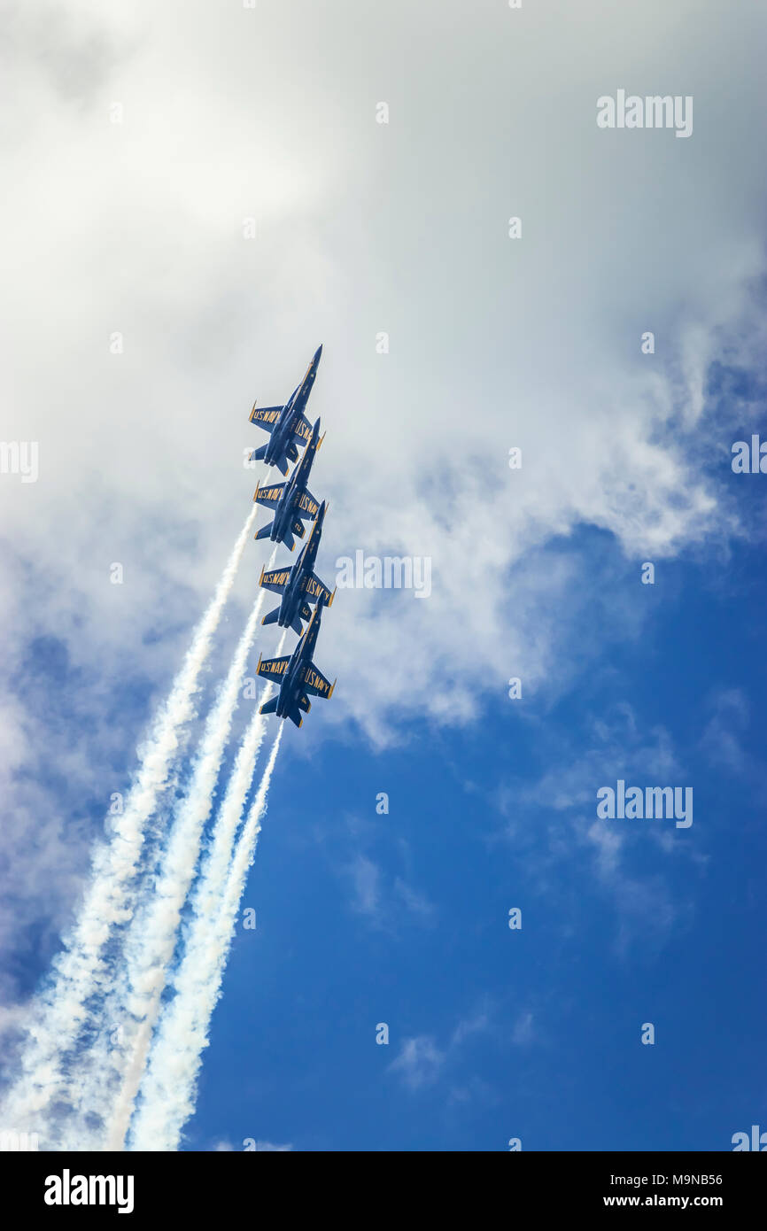 The Blue Angels air acrobatic team at the 2017 Airshow in Duluth ...