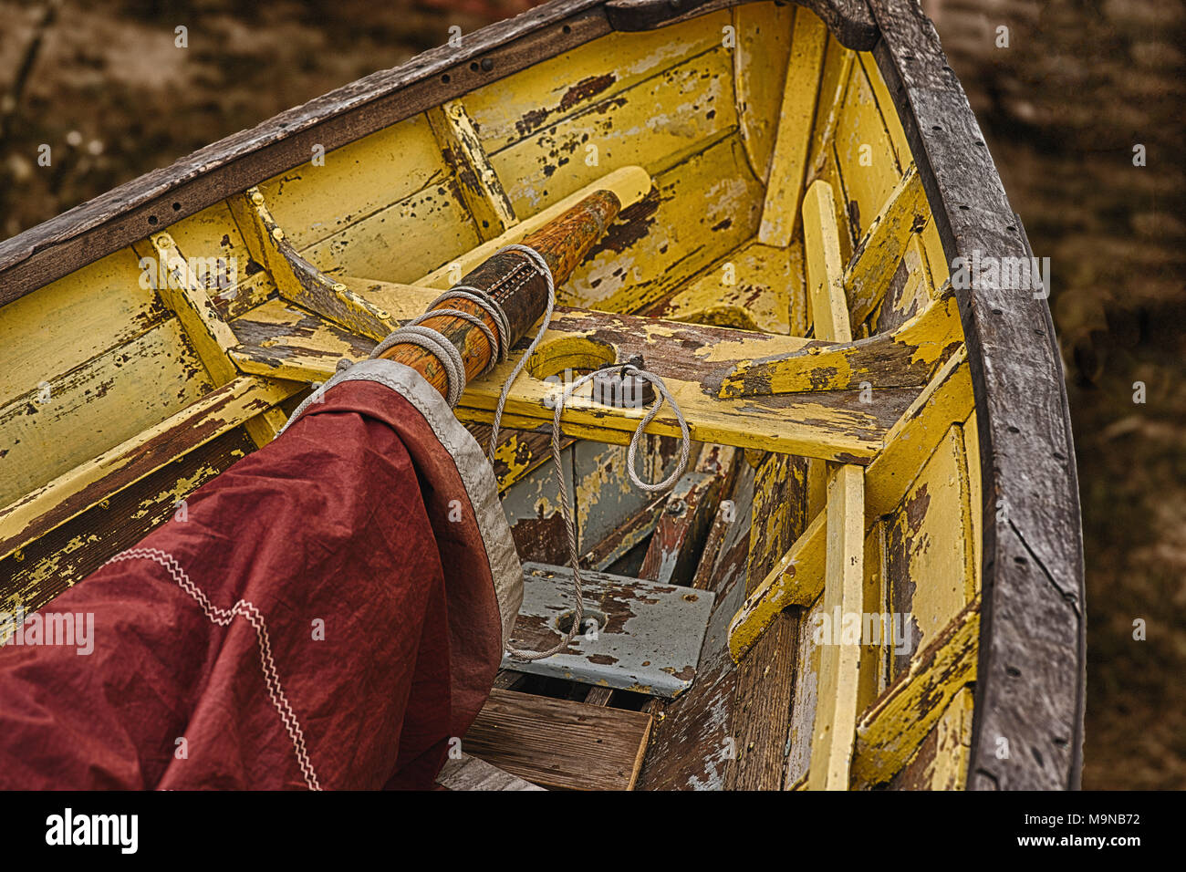 Aged yellow boat hull Stock Photo - Alamy
