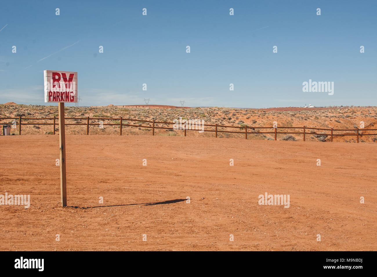 RV Parking Sign in remote desert camping ground Stock Photo - Alamy