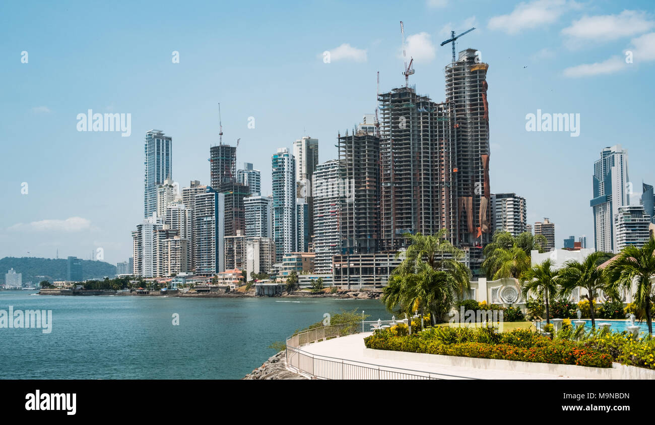 skyscraper building construction site downtown Panamas City skyline ...
