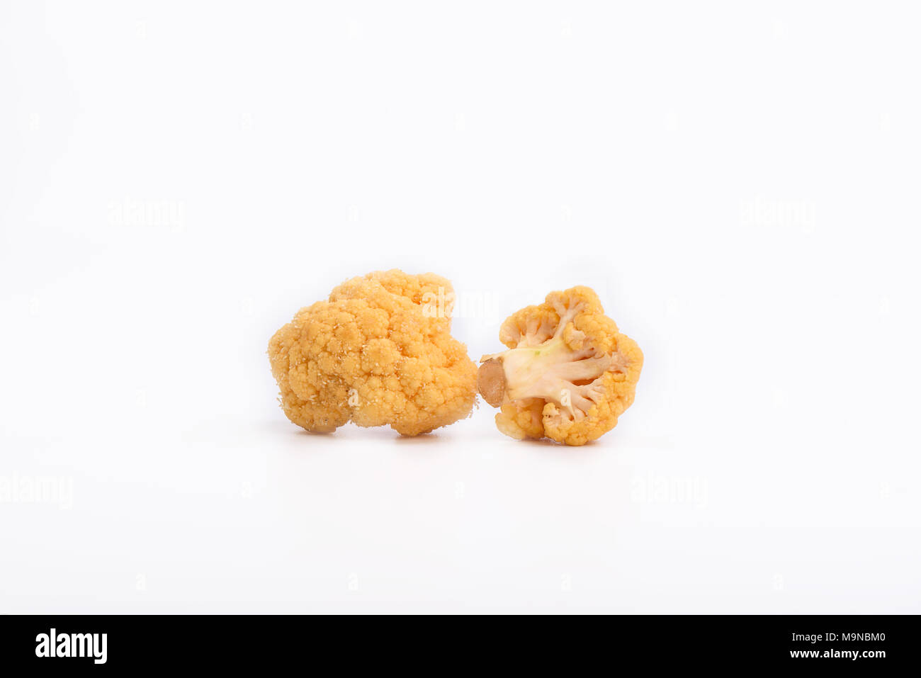 Yellow cauliflower inflorescence isolated on white background Stock ...
