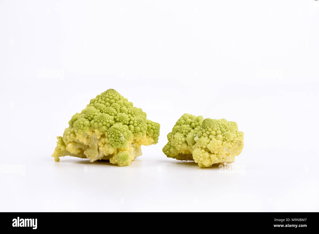 Green cauliflower inflorescence isolated on white background Stock ...
