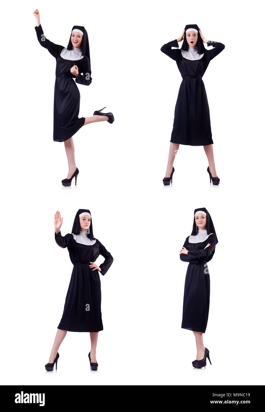 Nun isolated on the white background Stock Photo - Alamy