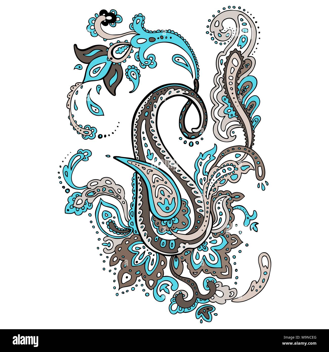 Paisley background. Hand Drawn ornament. Vector illustration Stock ...