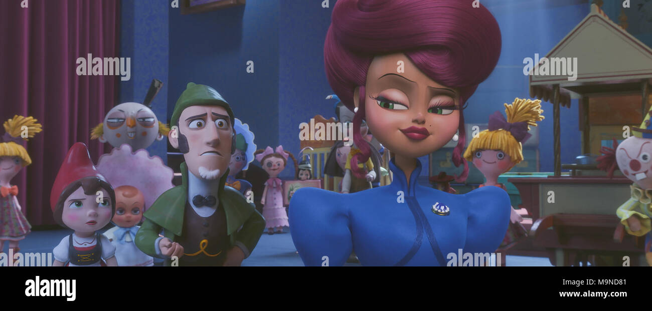 SHERLOCK GNOMES, front, from left: Juliet (voice: Emily Blunt ...