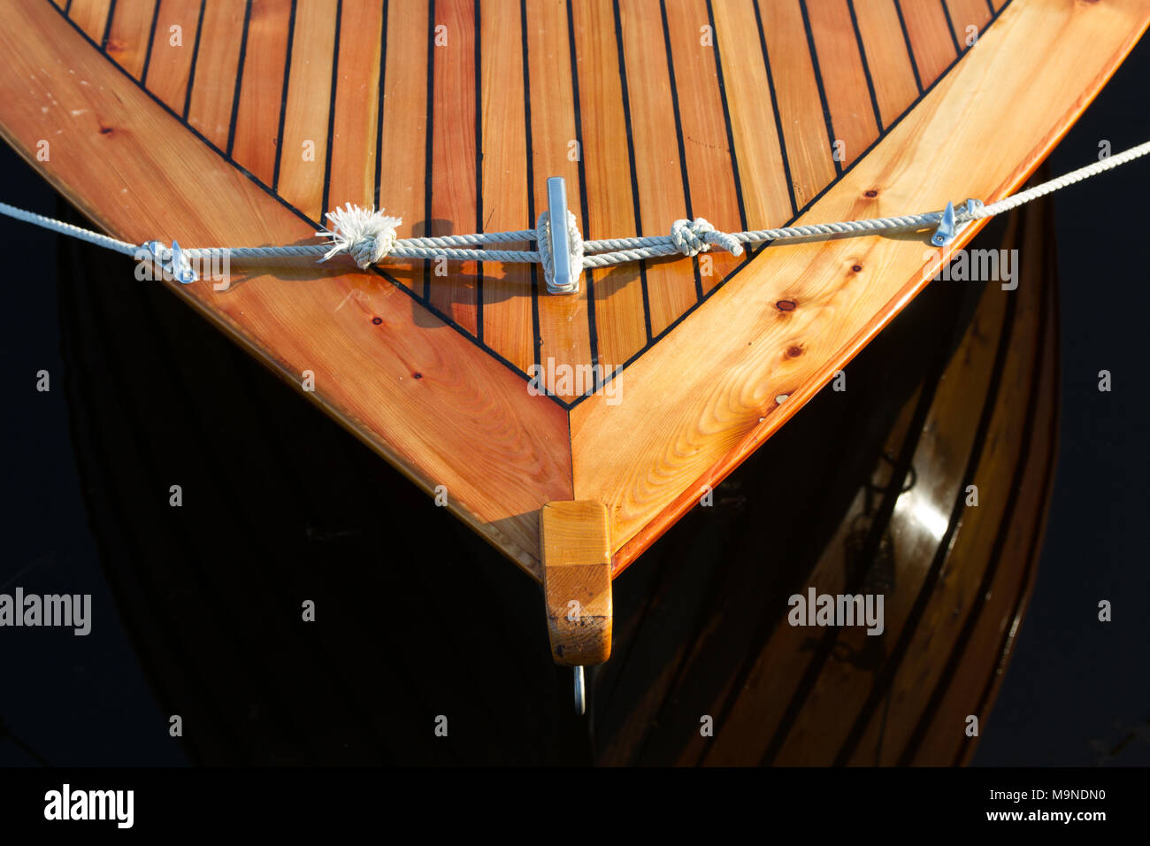 Traditional Swedish wooden boat moored in harbour Stock Photo - Alamy