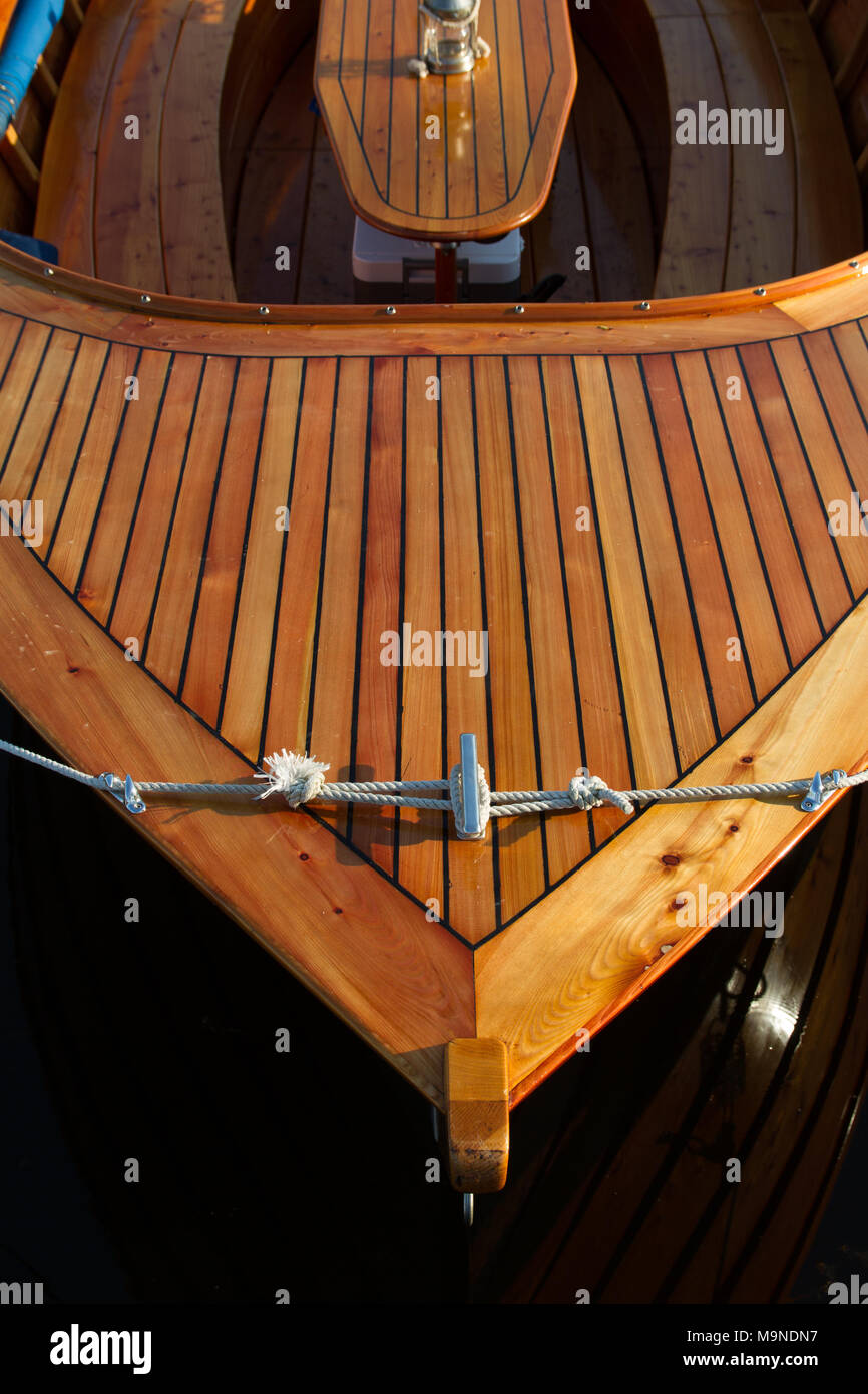 Traditional Swedish wooden boat moored in harbour Stock Photo - Alamy