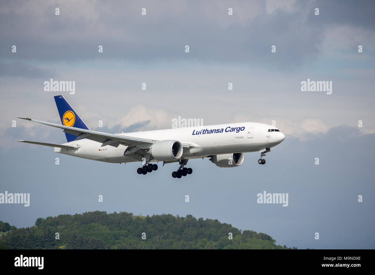 Lufthansa cargo jet landing Stock Photo - Alamy