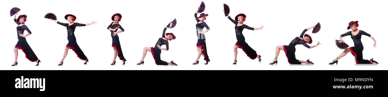Woman dancing spanish dance isolated on white Stock Photo - Alamy