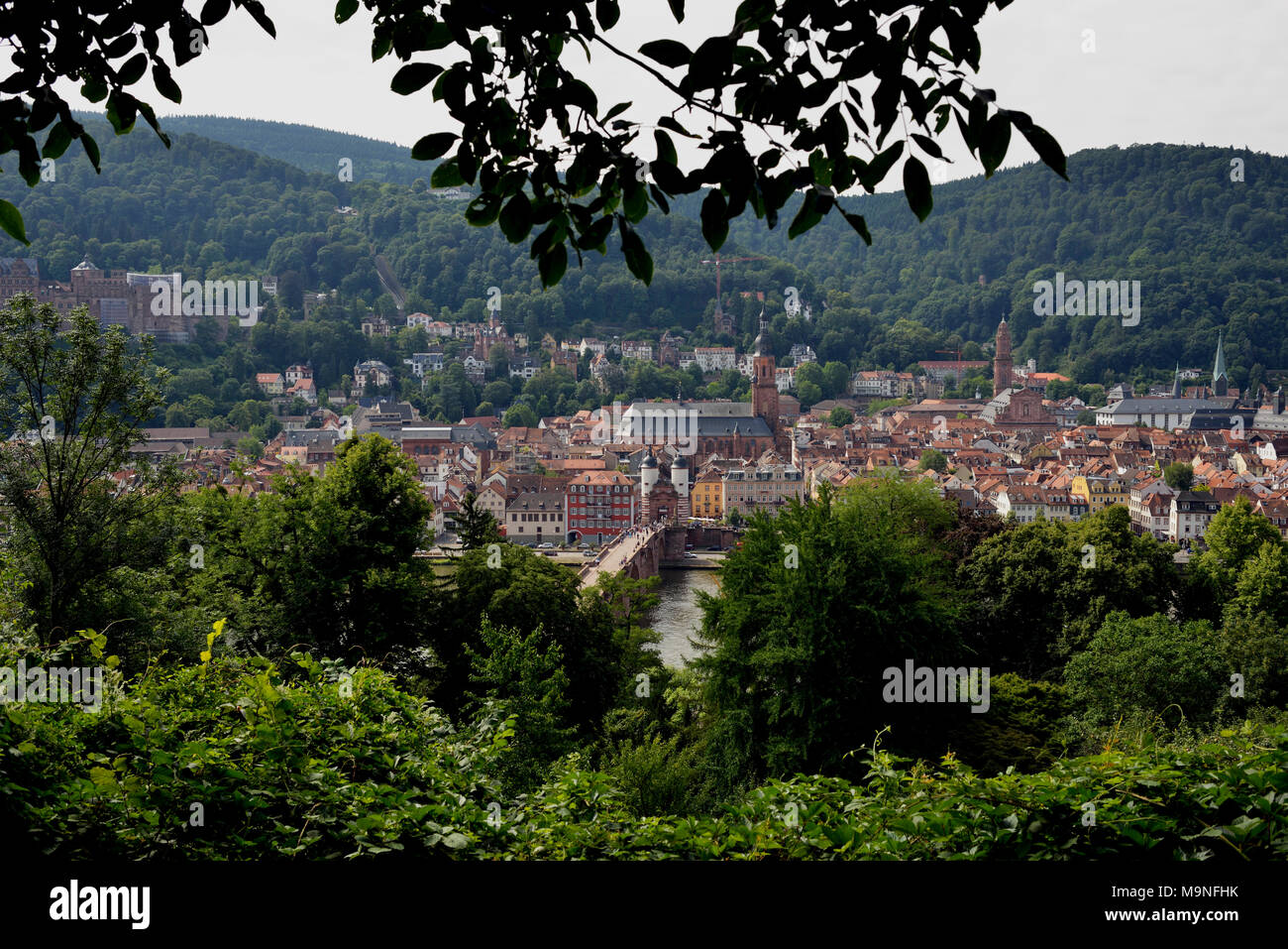 A bridge over the Neckar River in central Heidelberg as seen from the ...