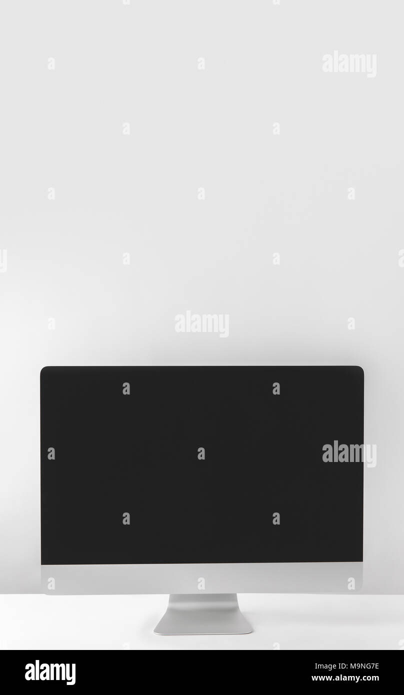 modern desktop computer display with blank screen on white Stock Photo ...