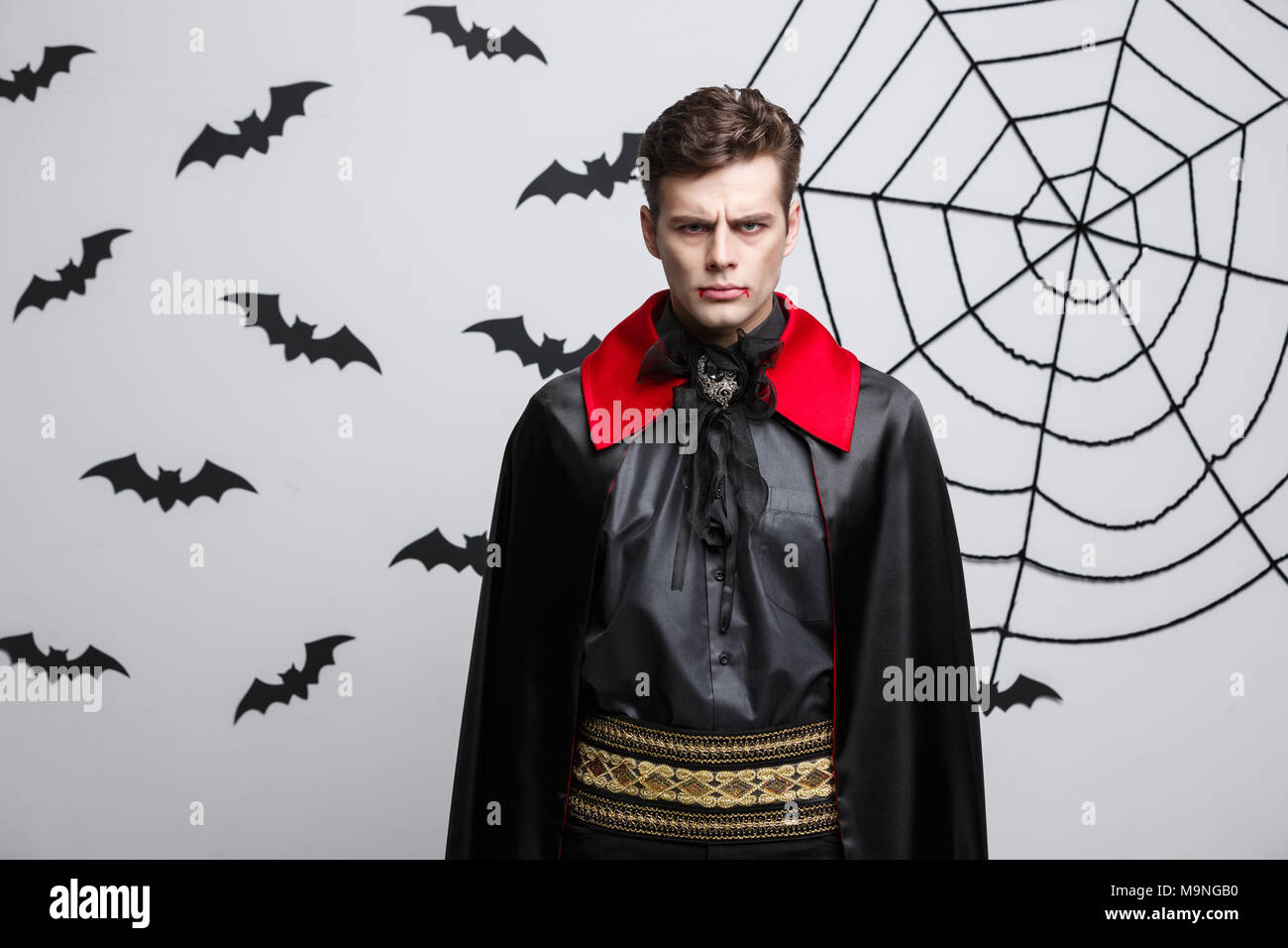 Vampire Halloween Concept - Portrait of Angry caucasian vampire ...