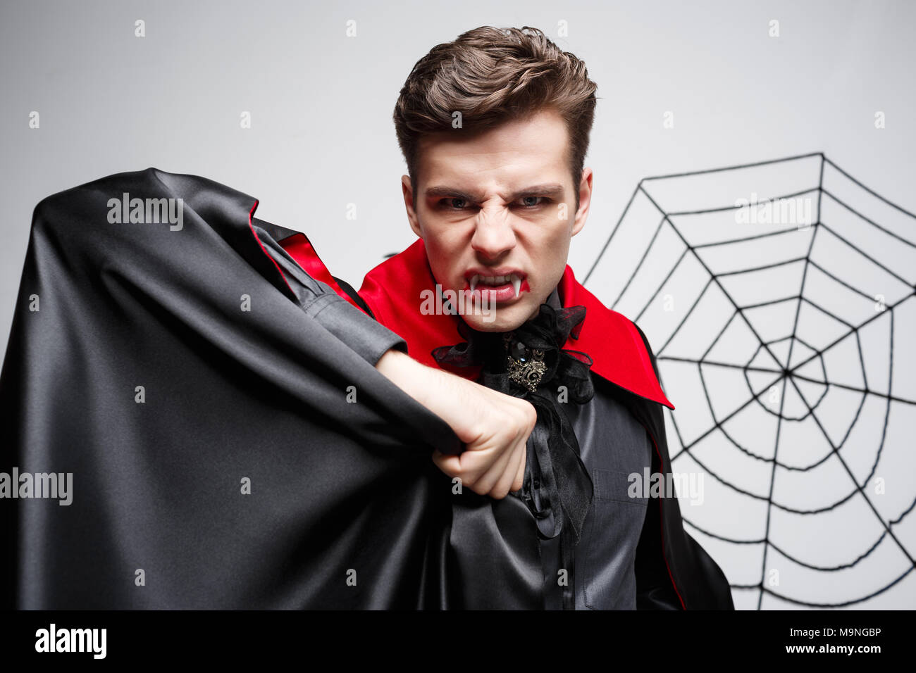 Vampire Halloween Concept - Portrait of Angry caucasian vampire ...