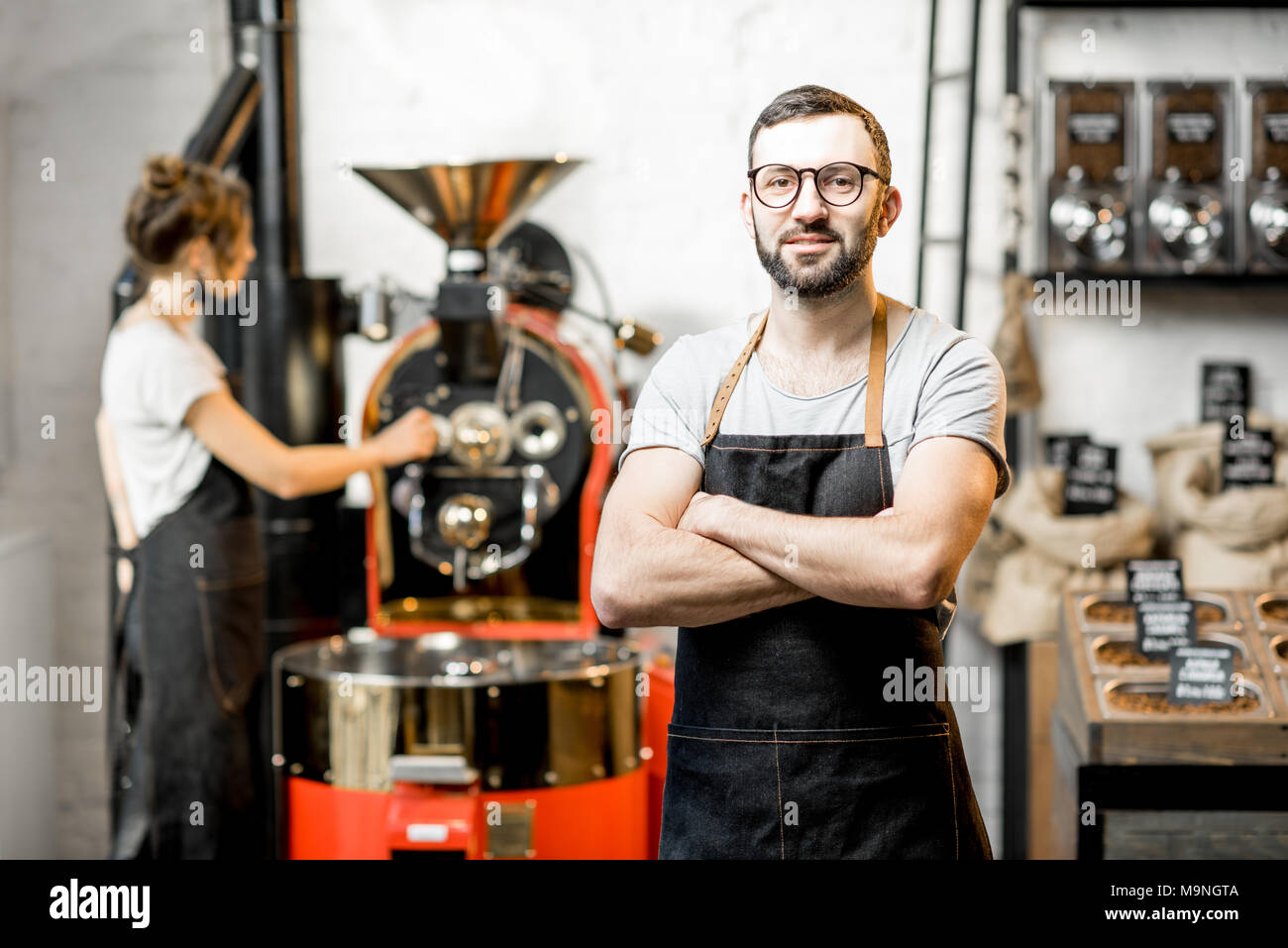 Barista portrait in the coffee shop Stock Photo - Alamy