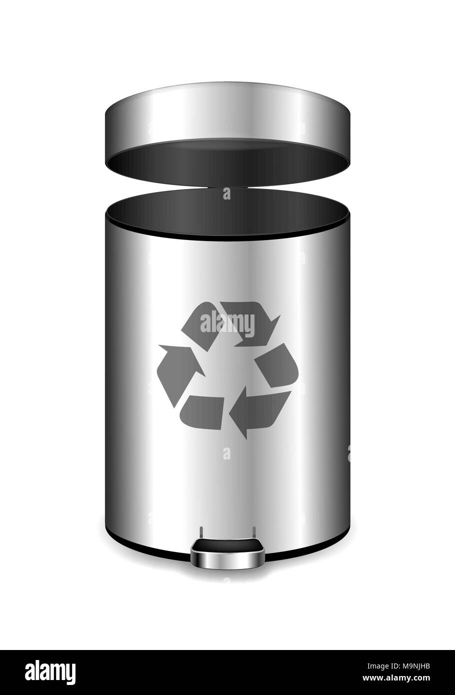 Metal office garbage bin. Realistic vector illustration for your design ...