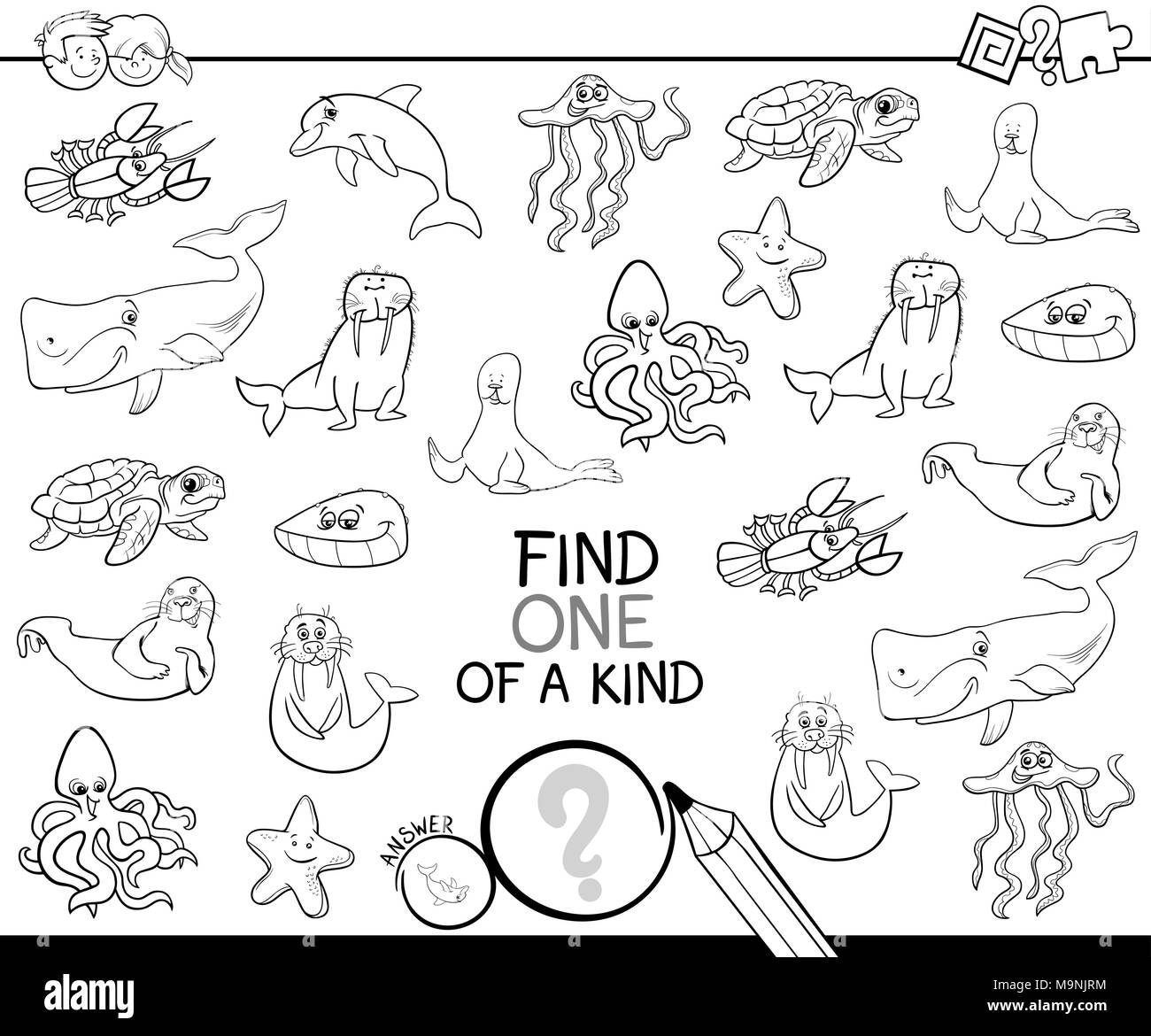 Coloring book sea animals picture hi-res stock photography and images ...