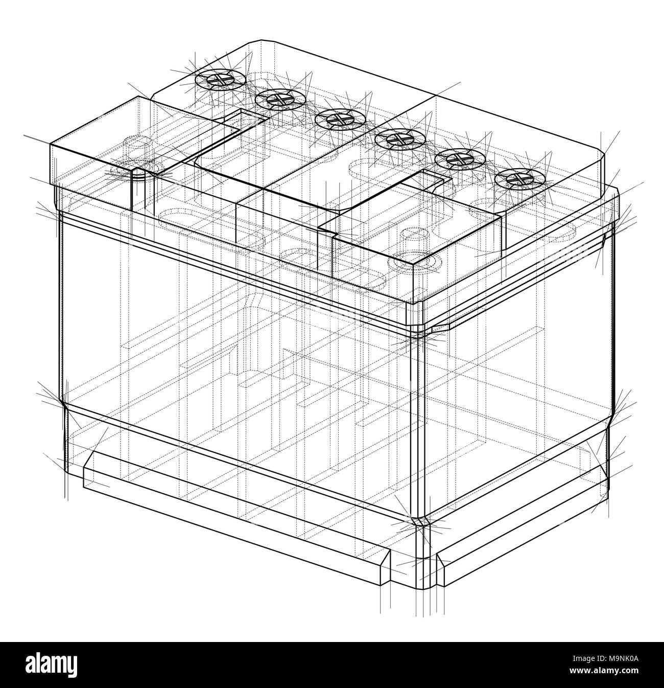 Battery car outline. Vector rendering of 3d Stock Vector Image & Art ...