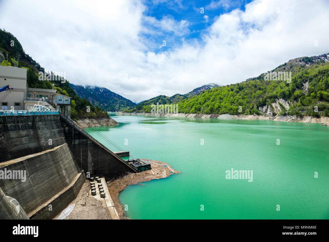 View of Kurobe Dam. The Kurobe Dam or Kuroyon Dam is a variable-radius ...