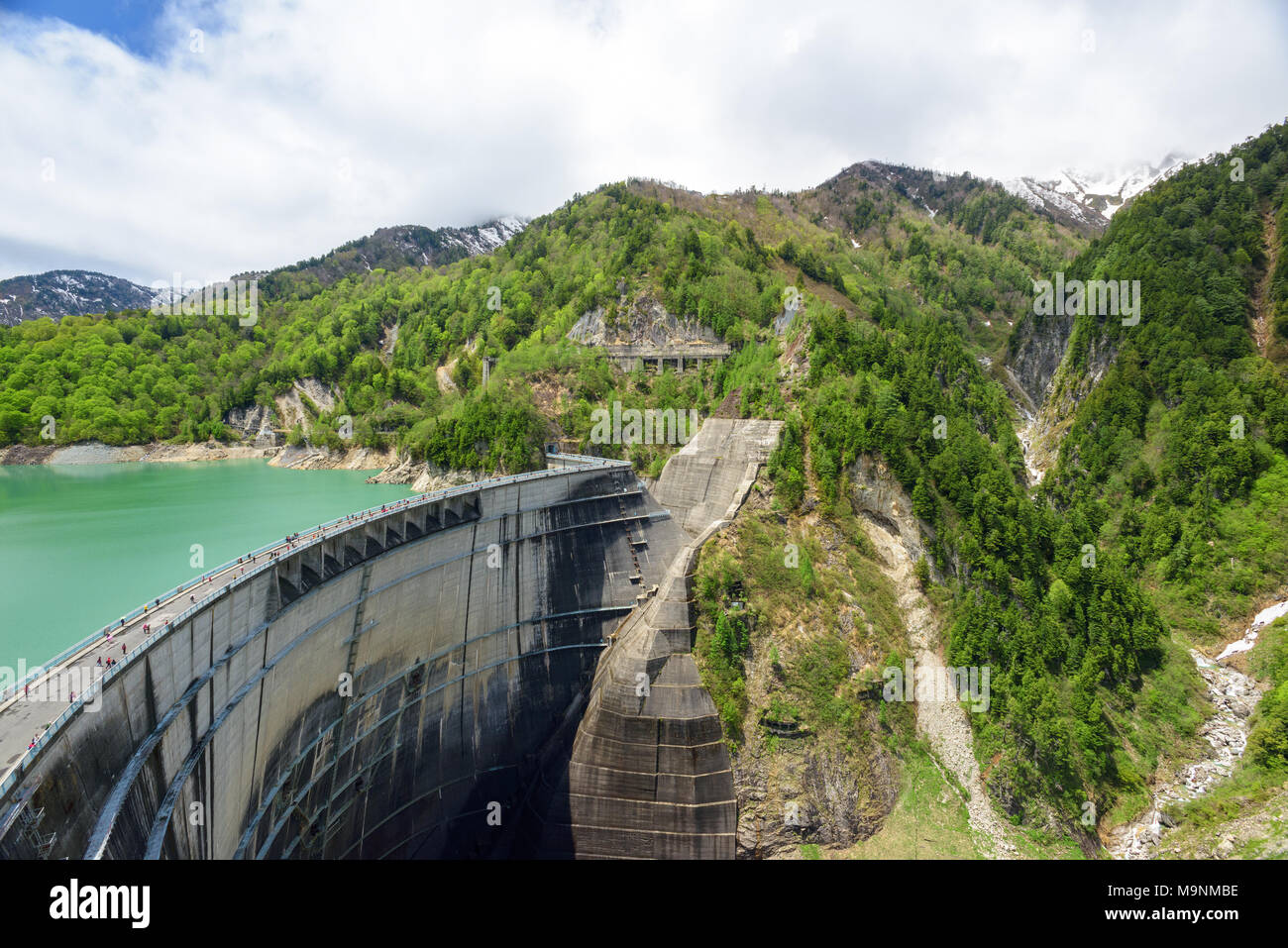 View of Kurobe Dam. The Kurobe Dam or Kuroyon Dam is a variable-radius ...