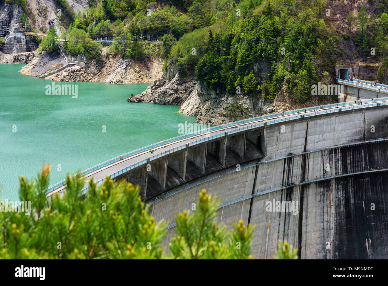View of Kurobe Dam. The Kurobe Dam or Kuroyon Dam is a variable-radius ...