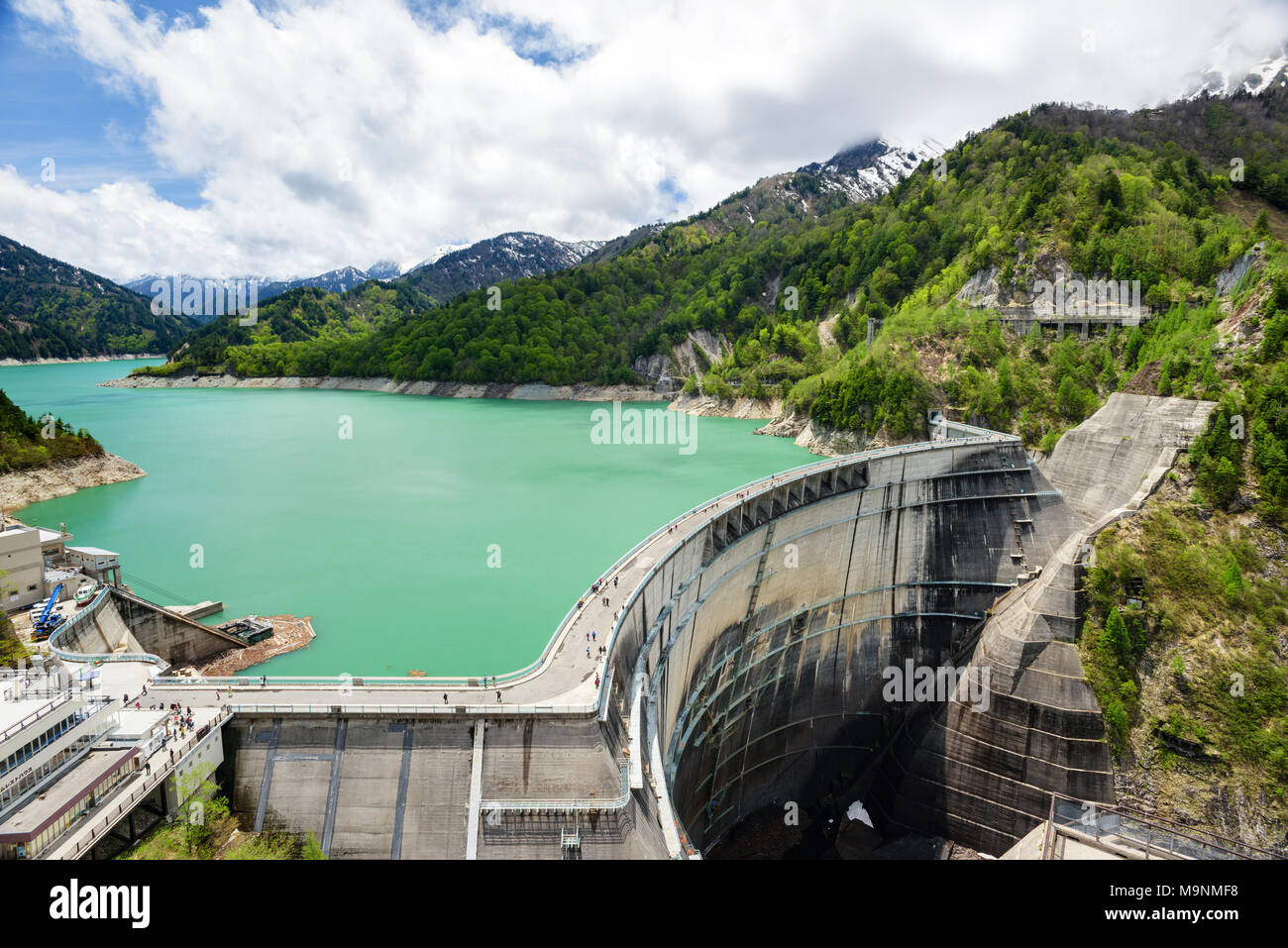 View of Kurobe Dam. The Kurobe Dam or Kuroyon Dam is a variable-radius ...