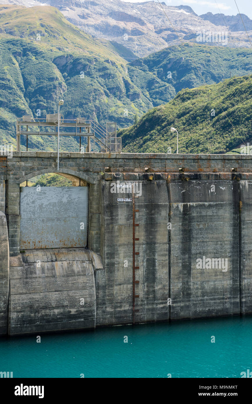 Dam wall detail on mountain in sunny summer day outdoor Stock Photo - Alamy
