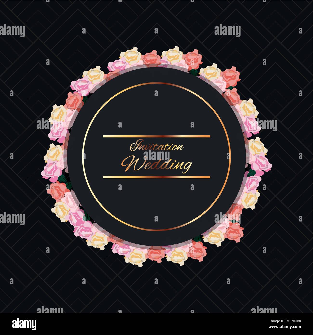 wedding invitation design with decorative circular frame with beautiful ...