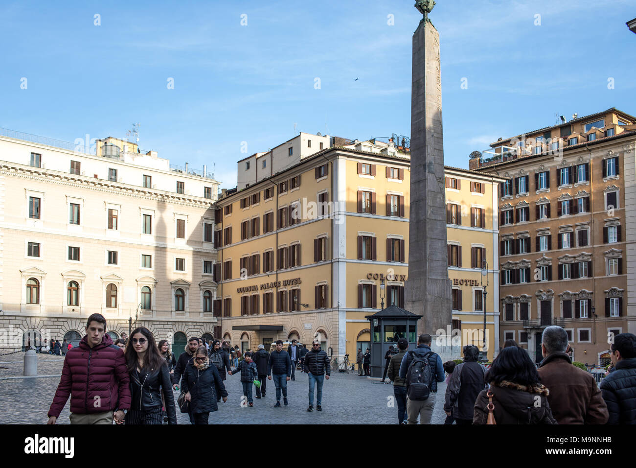 ROME, ITALY - MARCH 25, 2018: People in Colonna Square during the 26th ...