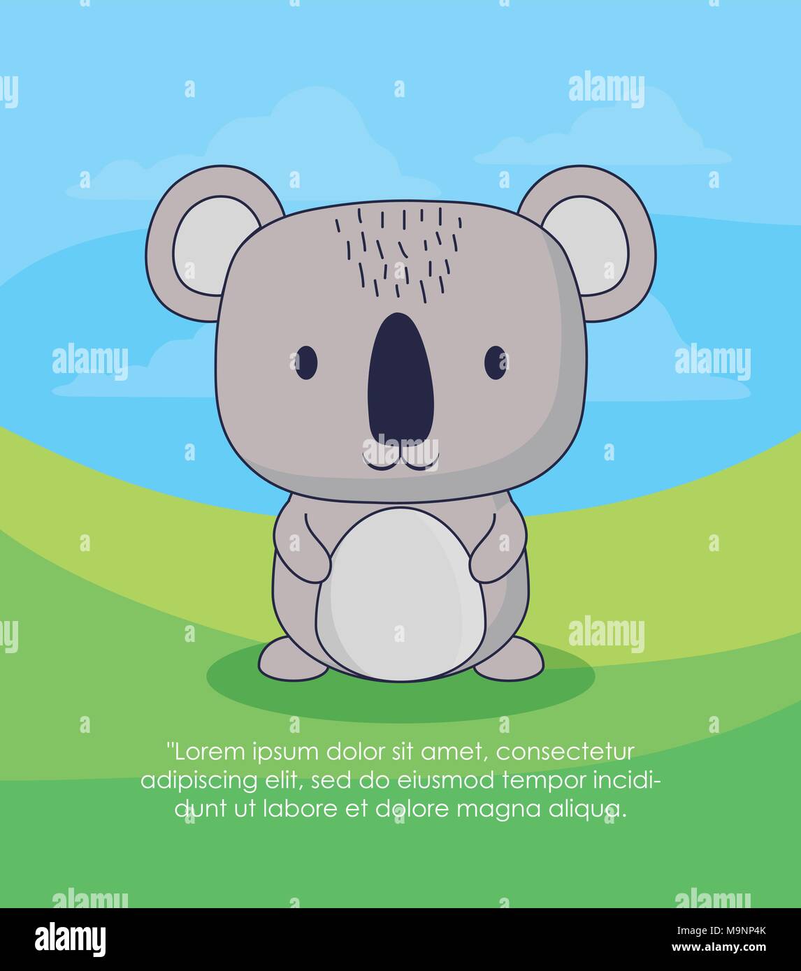Design of cute koala icon over landscape background, colorful design ...