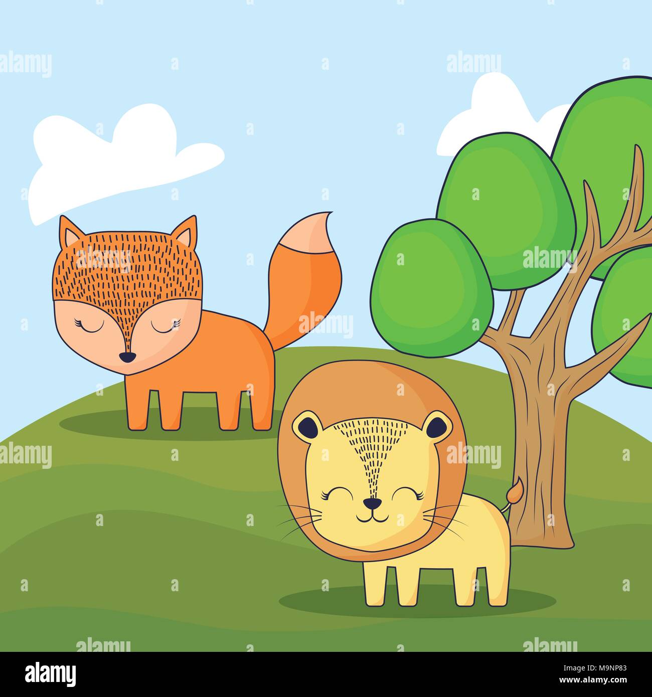 cute in a forest, colorful design. vector illustration Stock Vector ...
