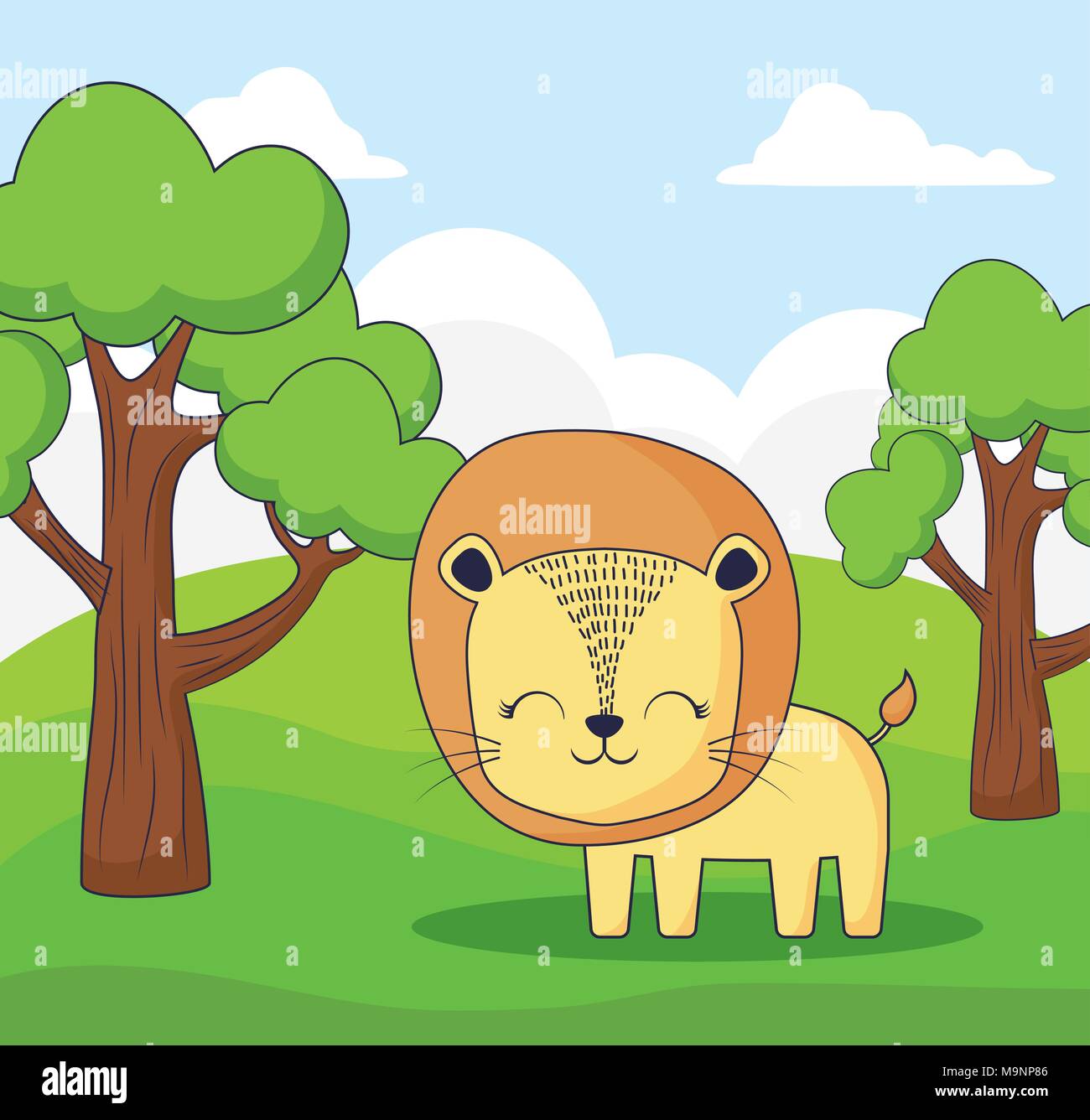 cute in a forest, colorful design. vector illustration Stock Vector ...