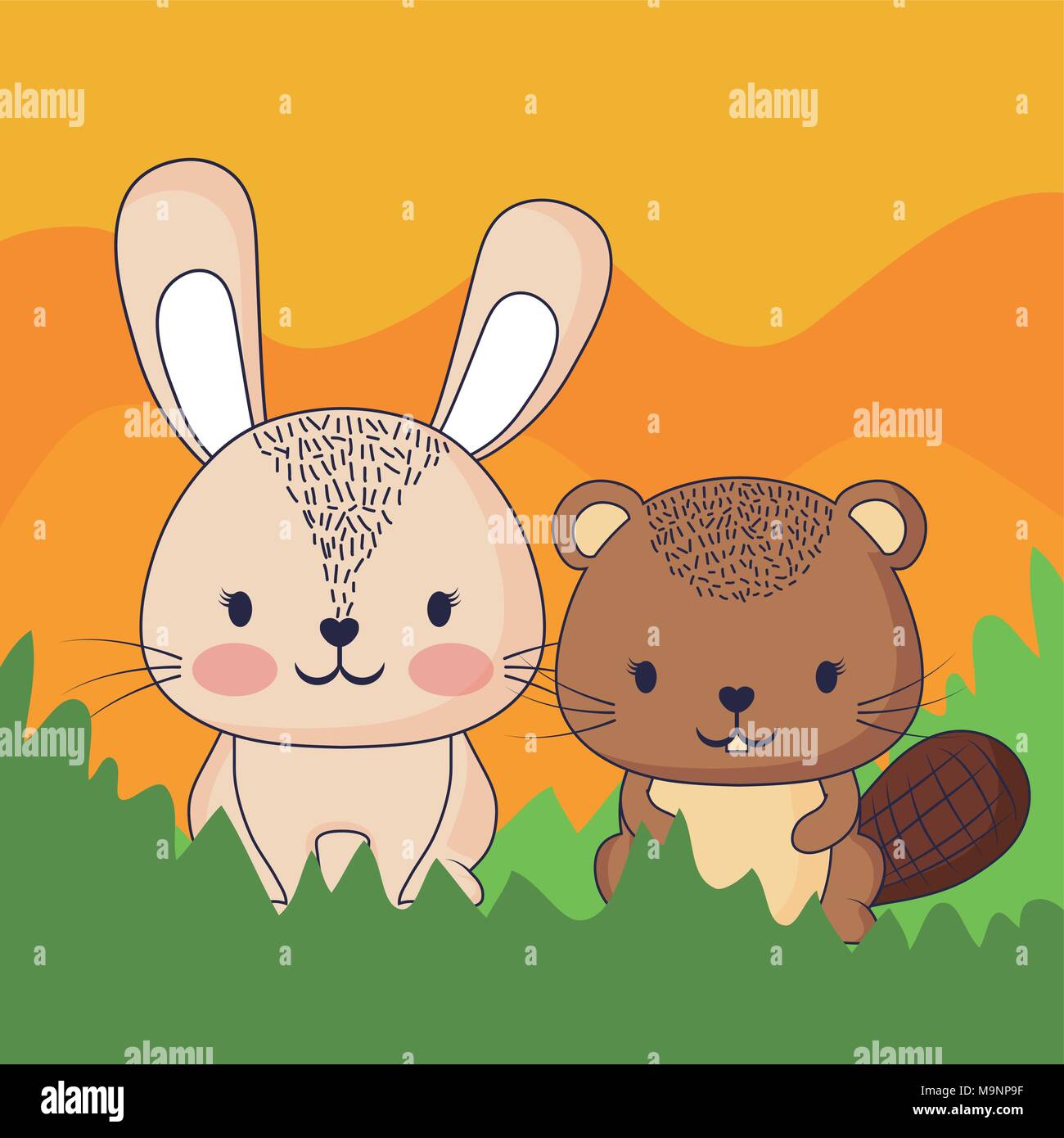 cute in a forest, colorful design. vector illustration Stock Vector ...