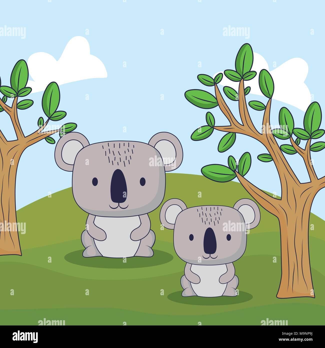 cute in a forest, colorful design. vector illustration Stock Vector ...