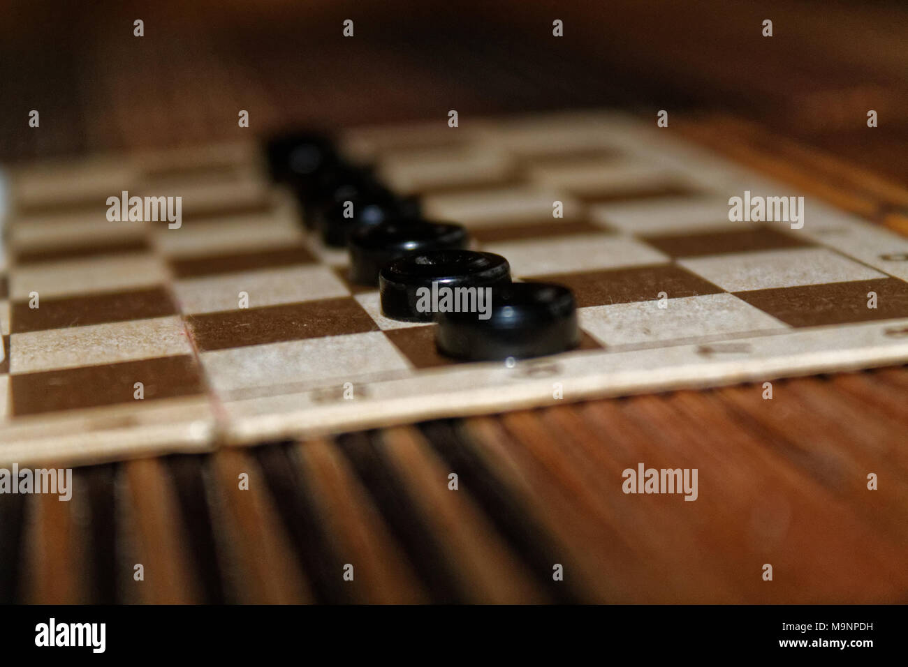 Checkers in checkerboard ready for playing. Game concept. Board game ...