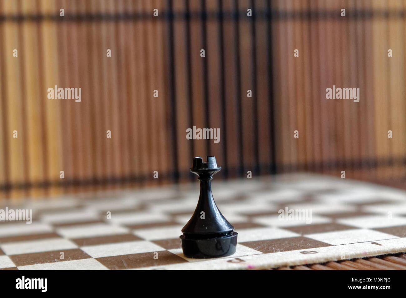 Wooden chess Board and plastic chess tower, on board Stock Photo - Alamy
