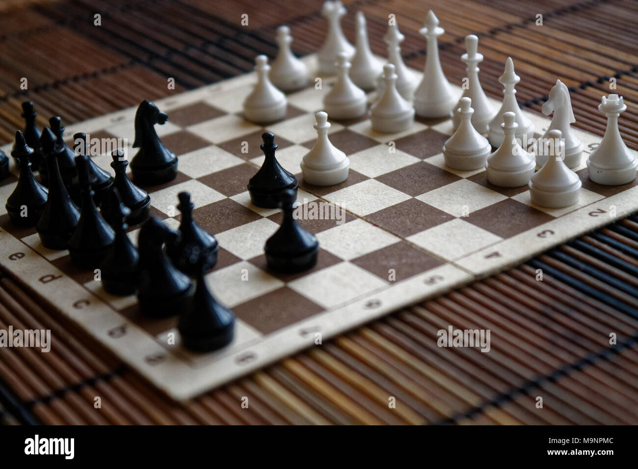Wooden Chess Board and steel chess pieces, isolated on board Stock ...