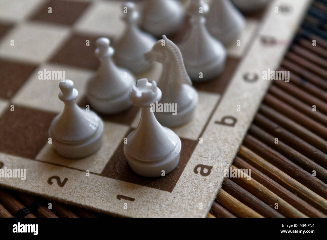 Wooden Chess Board and steel chess pieces, isolated on board Stock ...