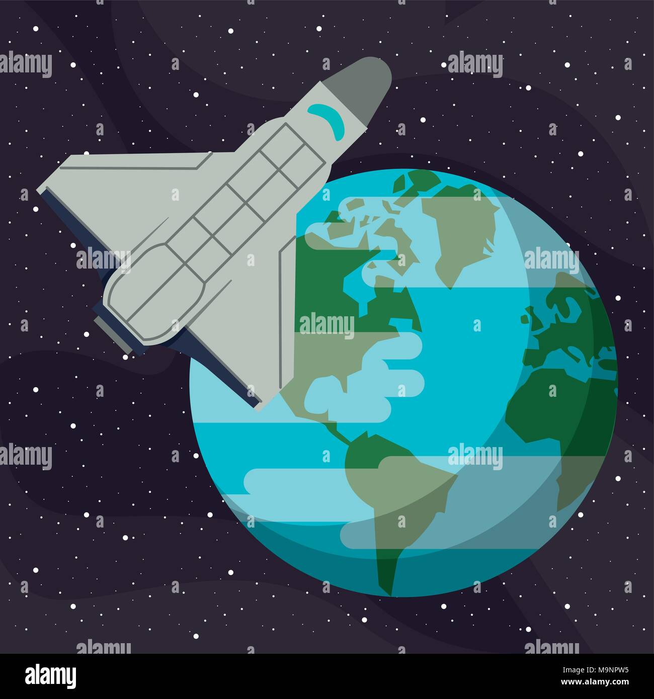 Spaceship flying around earth Stock Vector Image & Art - Alamy