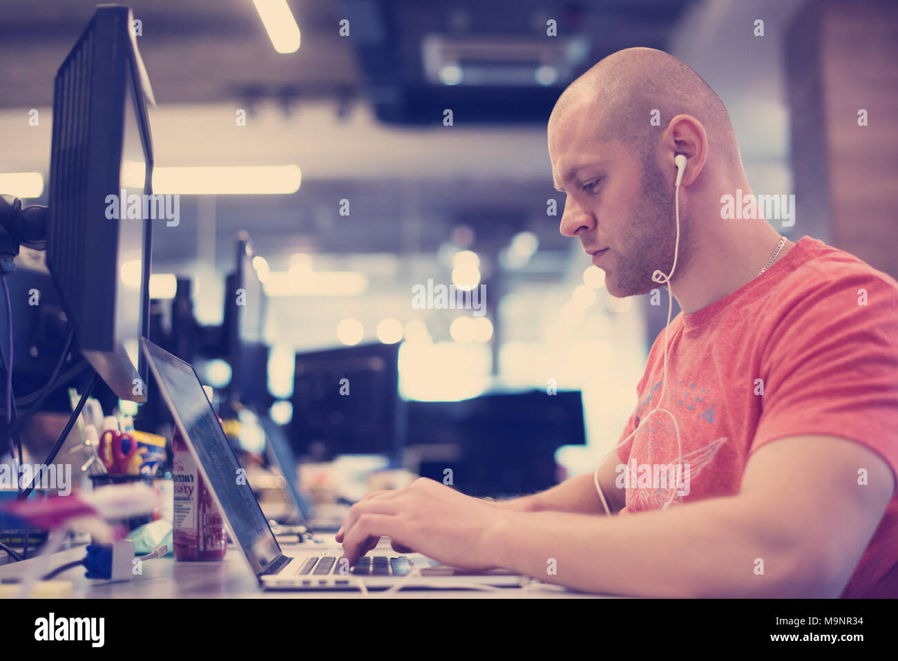 Software Developer Writing Programming Code On Laptop Computer Stock 5430