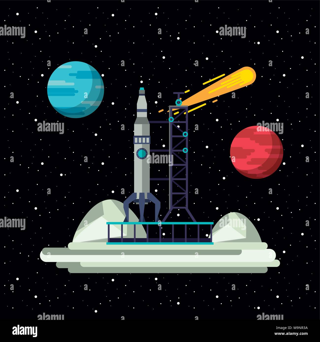 Spaceship rocket on station Stock Vector Image & Art - Alamy