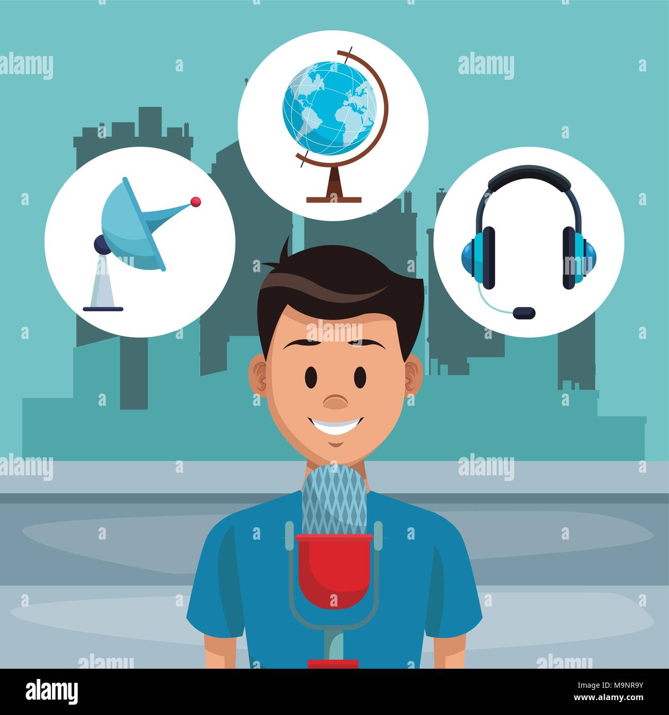 Man talking on headset Stock Vector Images - Alamy