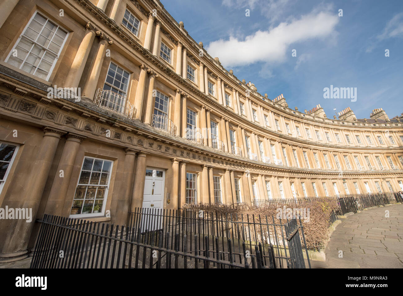 View of stunning Georgian houses in The Circus, Bath, with traditional ...