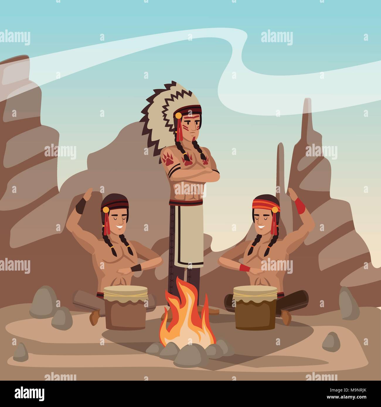 Native american indian dancing Stock Vector Images - Alamy