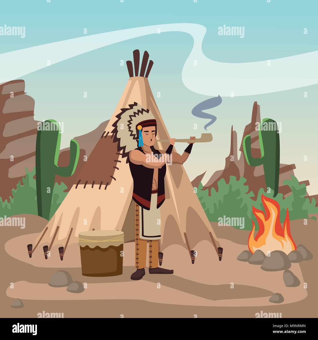 American indian smoking pipe Stock Vector Image & Art - Alamy