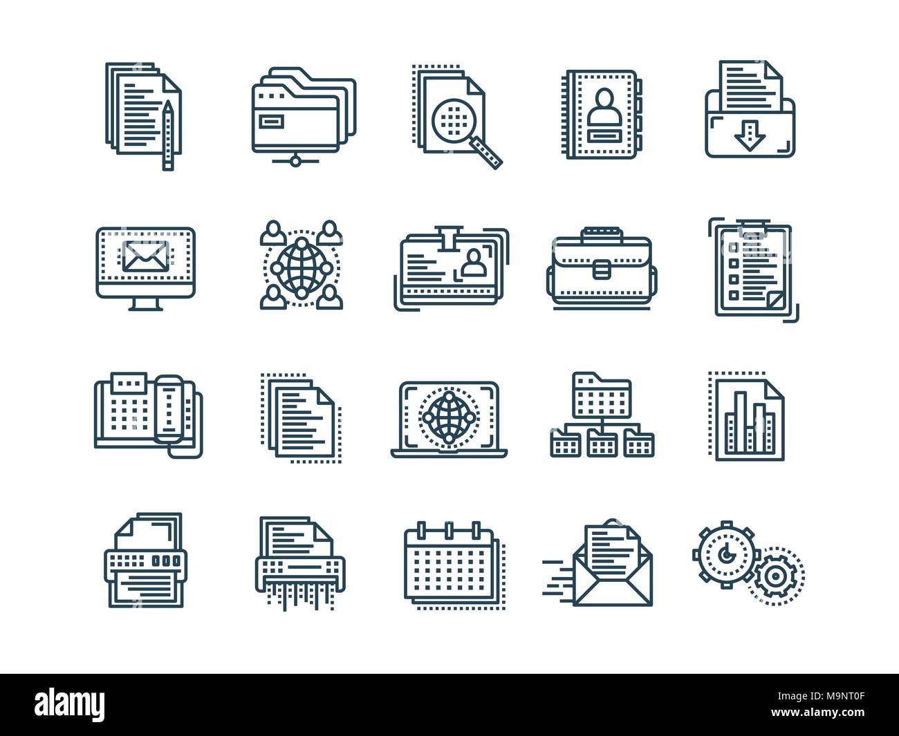 Business and office work. Documents, paperwork. Businessman. Thin line ...