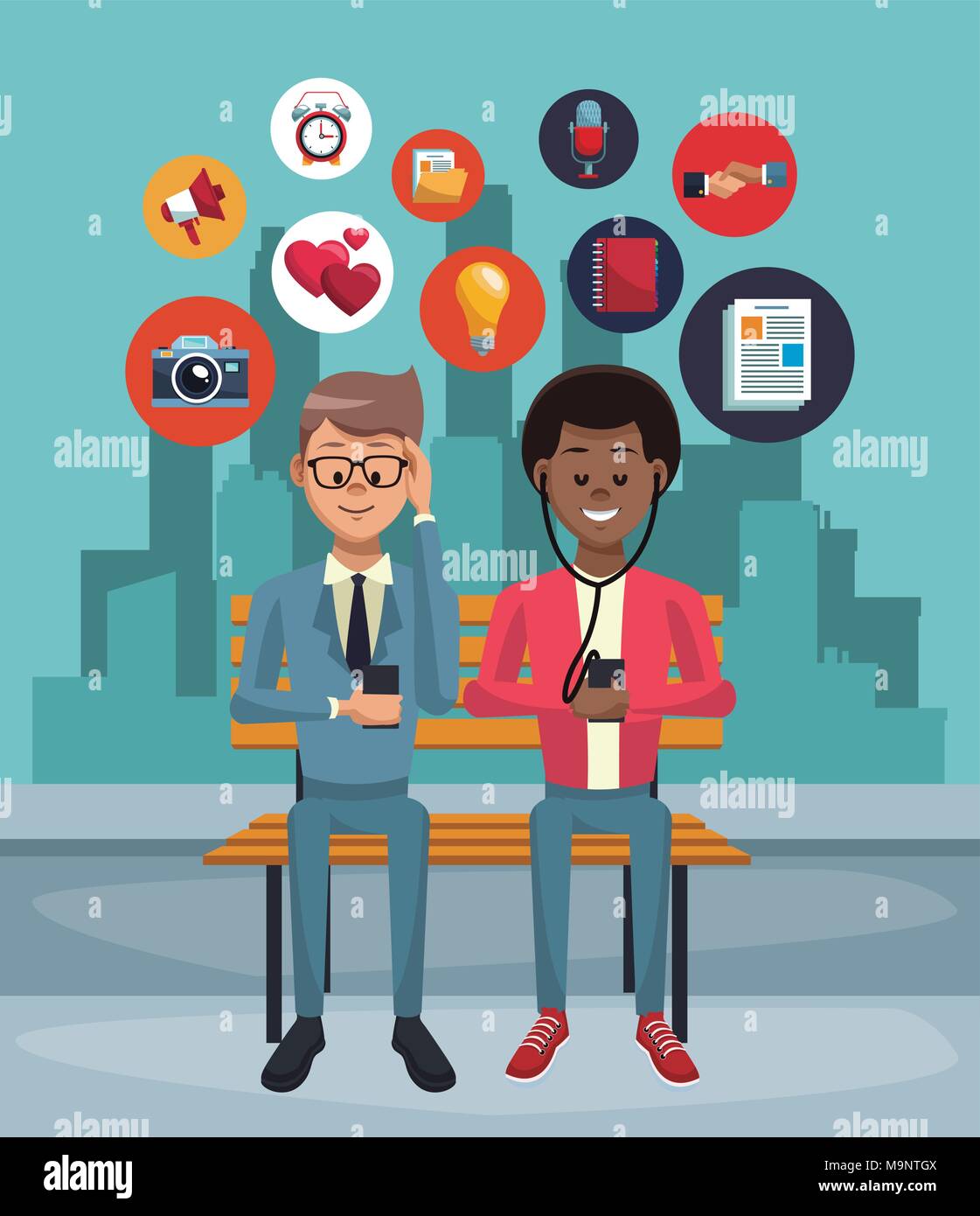 Young mens on social media Stock Vector Image & Art - Alamy