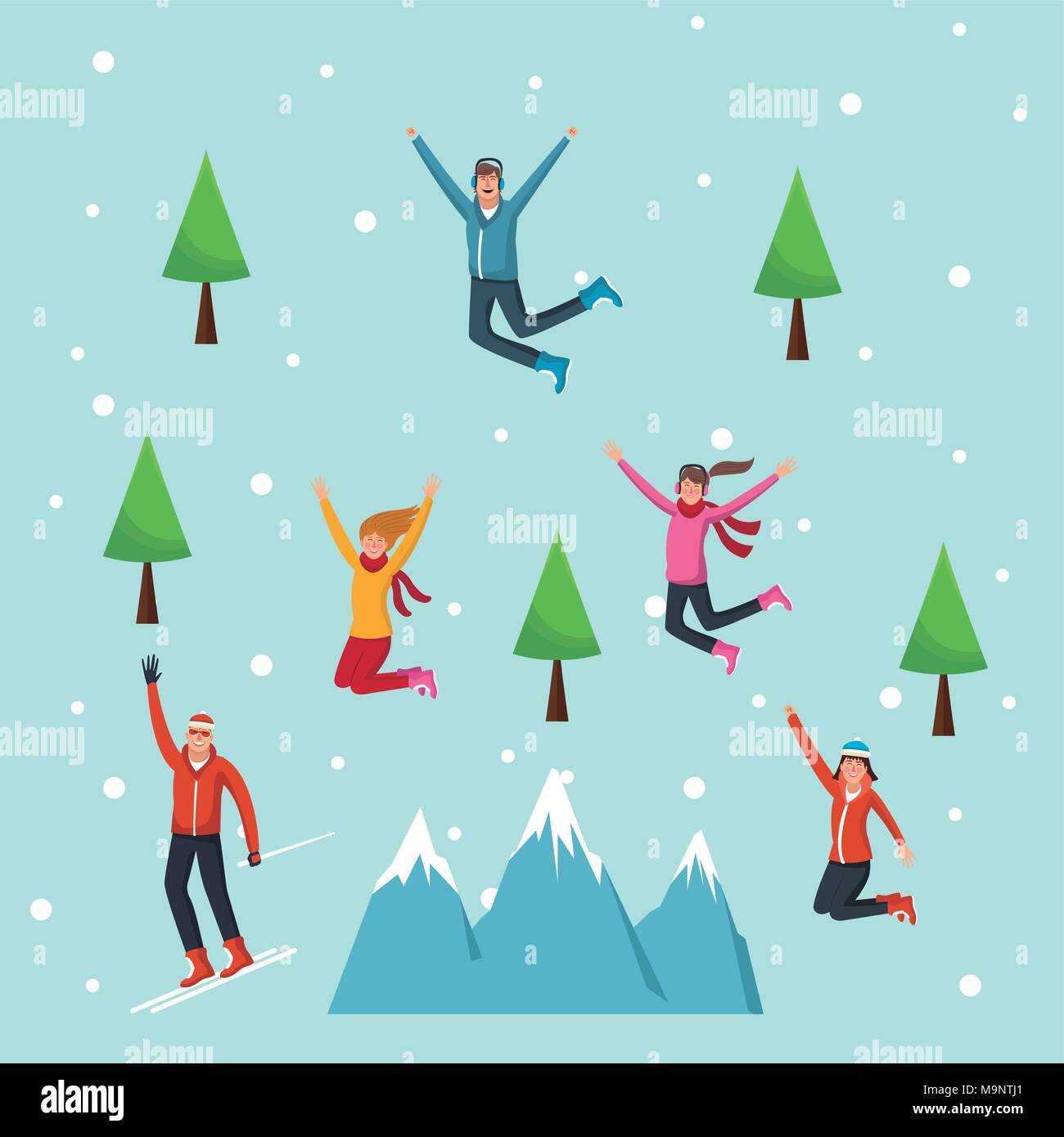 People happy on winter Stock Vector Image & Art - Alamy